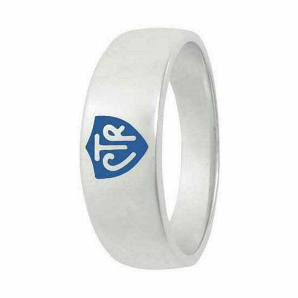J57B Mormon LDS Unisex CTR Blue Sterling Silver Ring Mormon RWH One Mo ...