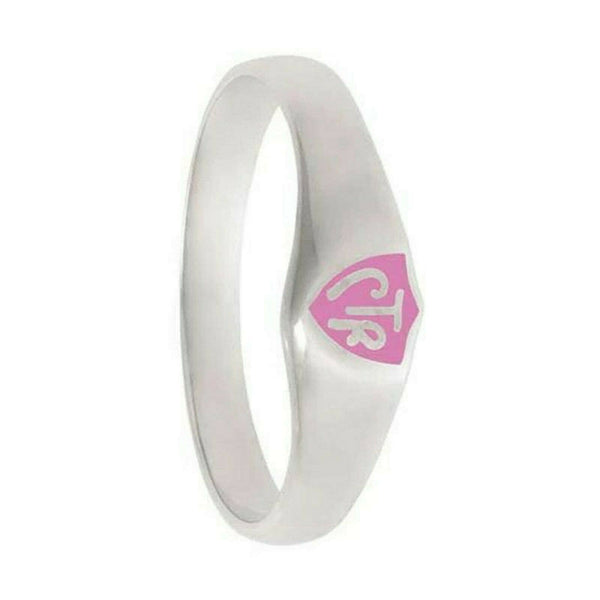 J56P Mormon LDS Unisex CTR Ring Sterling Silver Pink Stainless Steel O ...