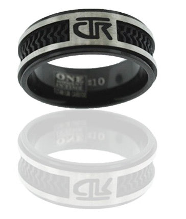 J120 Mormon LDS Unisex CTR Ring Elements Black Titanium With Rubber On ...